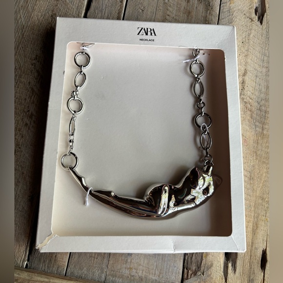 Zara | Jewelry | Nip Zara Body Outline Silver Necklace | Poshmark